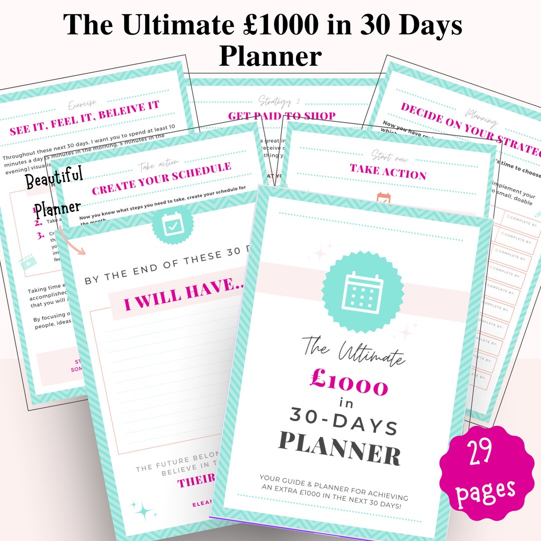 The Ultimate 1k in 30 Days Planner - Etsy