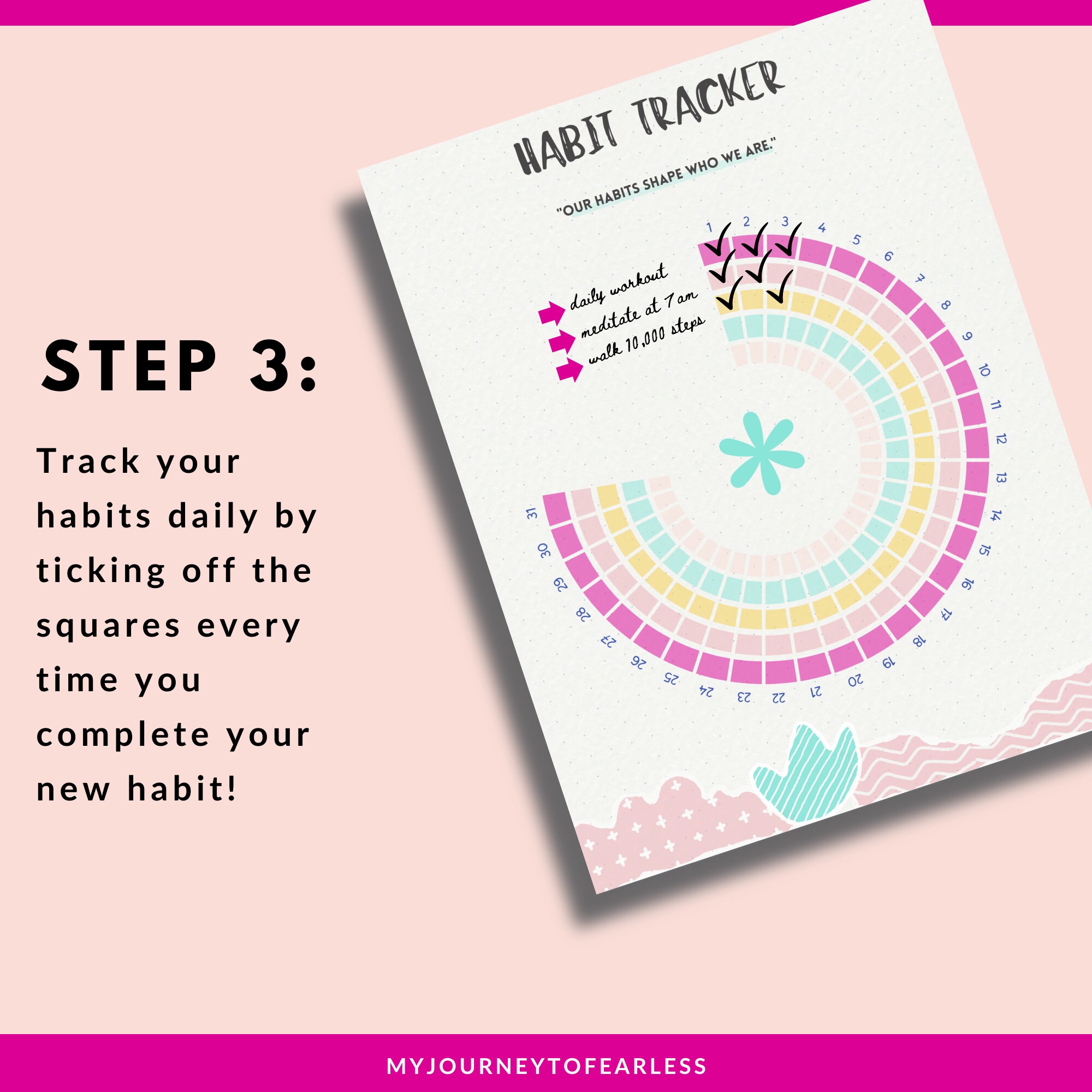 Tiny Habit Tracker | Colour Wheel | Goal Setting | Printable Planner ...