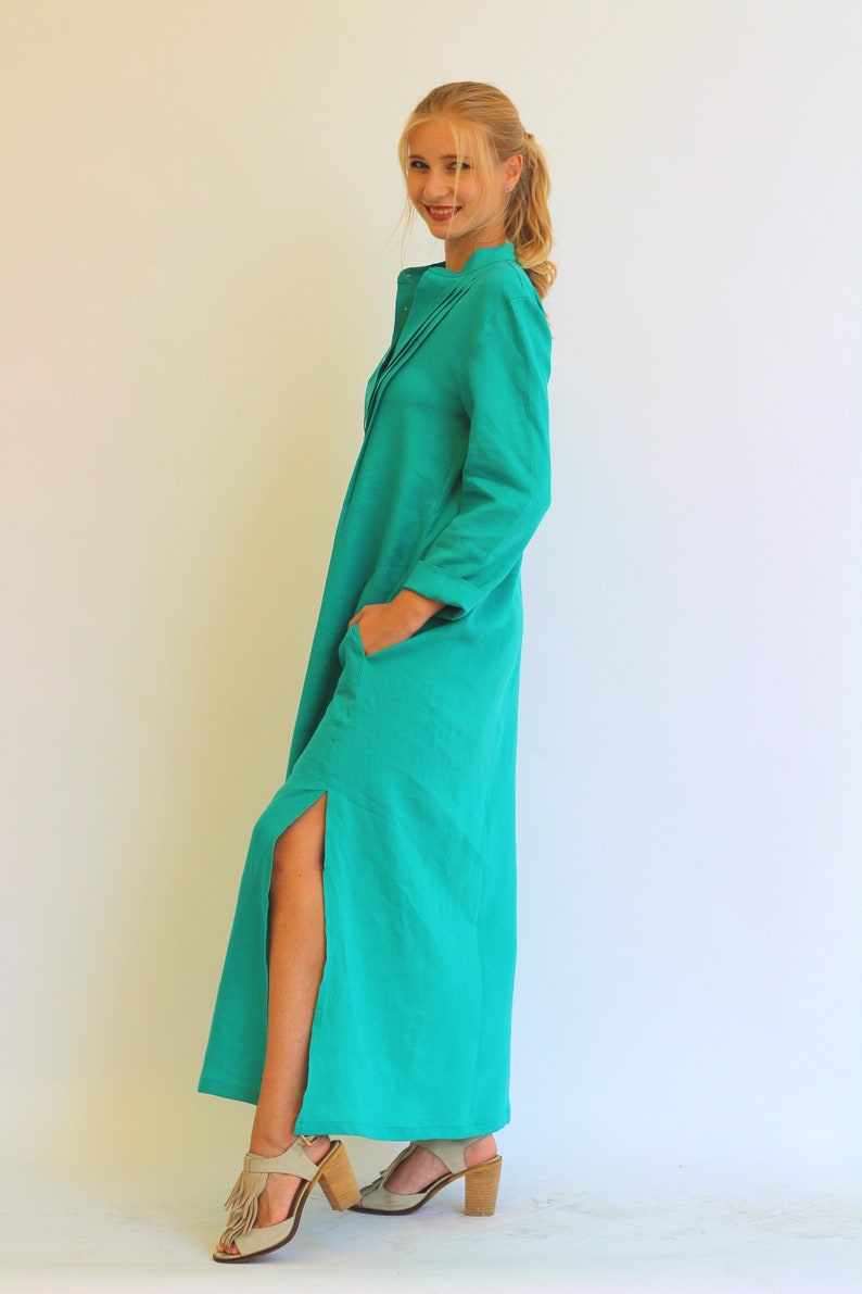 Italian Linen Dress Linen Shirt Dress Loose Maxi Linen - Etsy