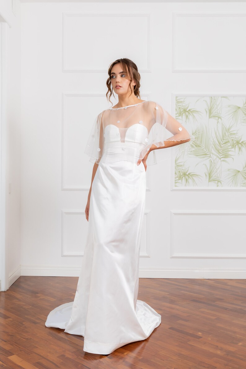 Floral Wedding Dress Topper Bridal Tulle Bolero See Through Bridal ...