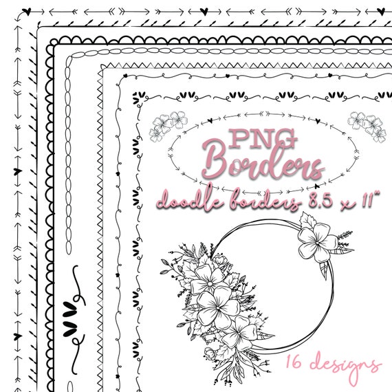 Doodle Page Border Doodle Frames Clipart Handdrawn Clipart - Etsy
