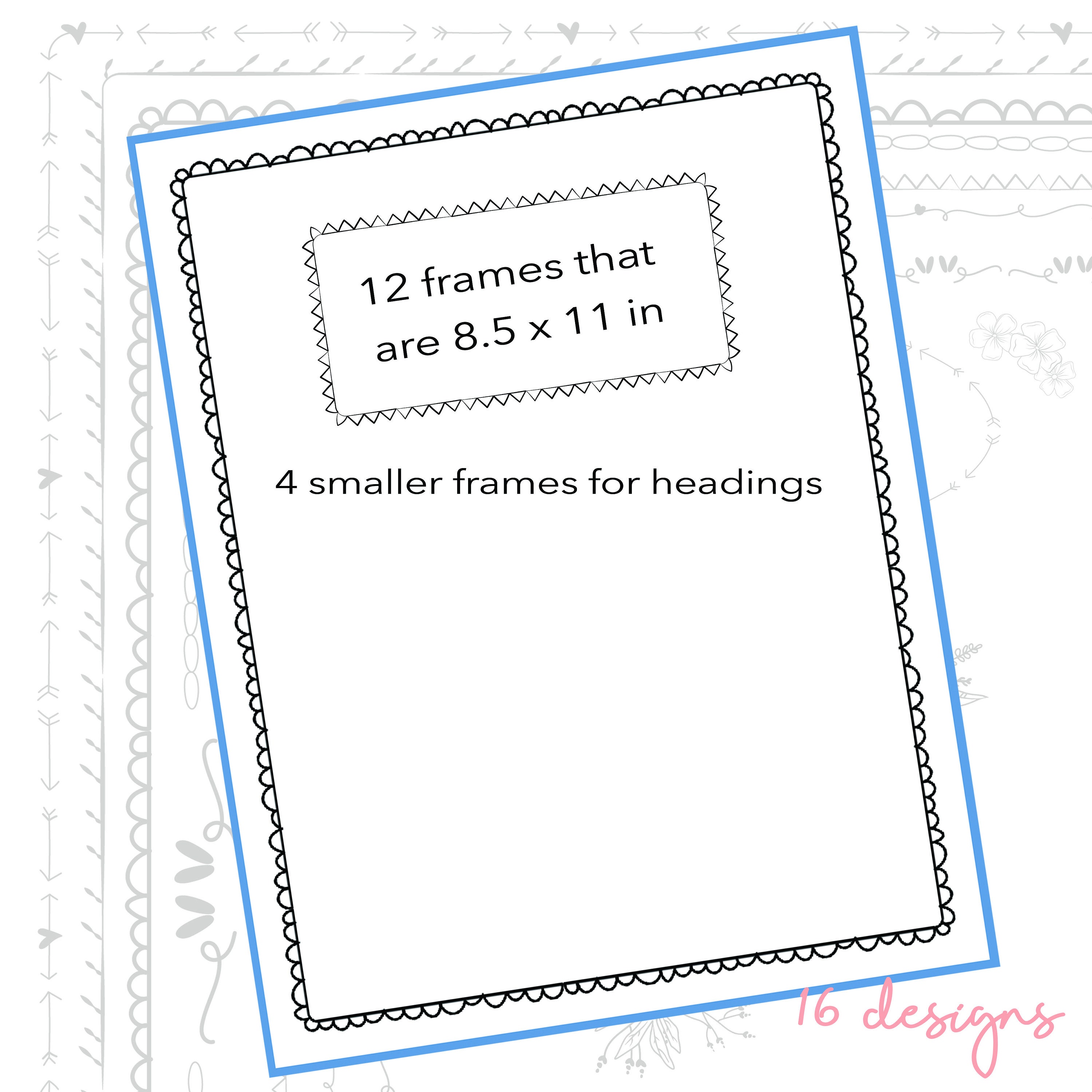 Doodle Page Border, Doodle Frames Clipart, Handdrawn Clipart for School ...