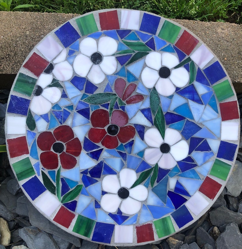 Flowers Mosaic Stepping Stone - Etsy
