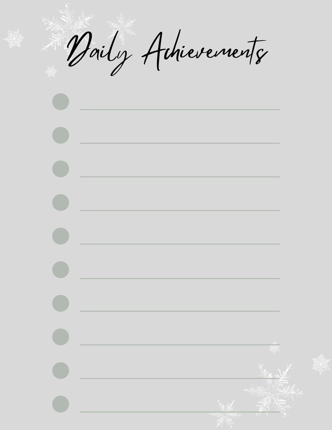 To Do List Winter Theme List Daily Achievements List Grey - Etsy
