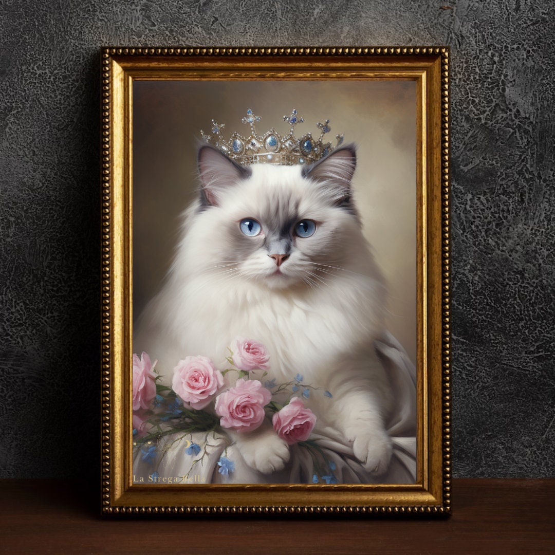 Antique Style Rag-doll Cat - Oil Painting Style Poster - Wall Art ...