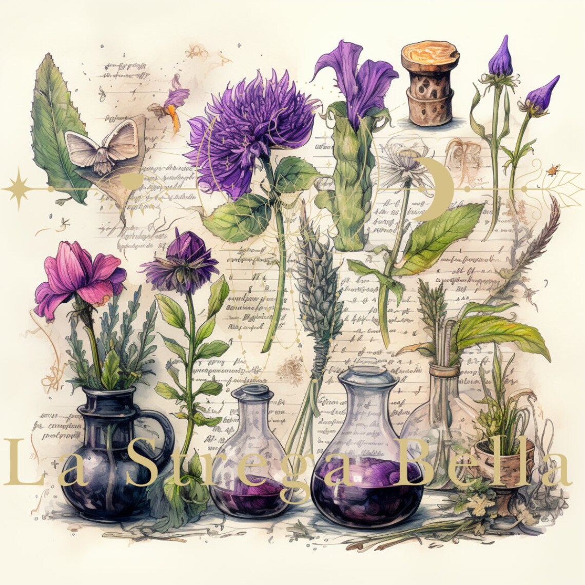 Witches Poster - FOUR Witches Posters - Beautifully Illustrated Witchy ...