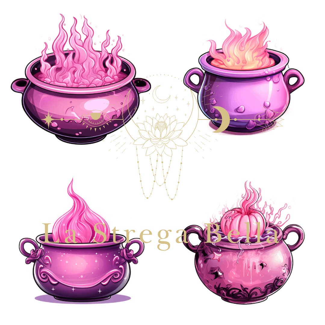 Pink Cauldron - Super Cute Witch Stickers - LOVE Witch Stickers - Pink ...