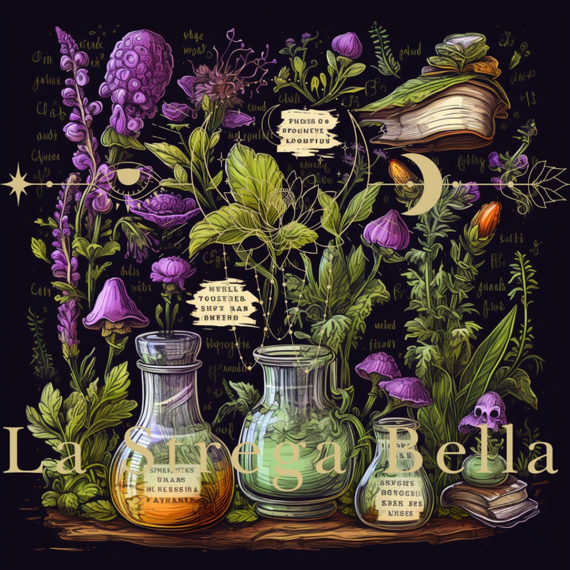 Witches Poster - FOUR Witches Posters - Beautifully Illustrated Witchy ...