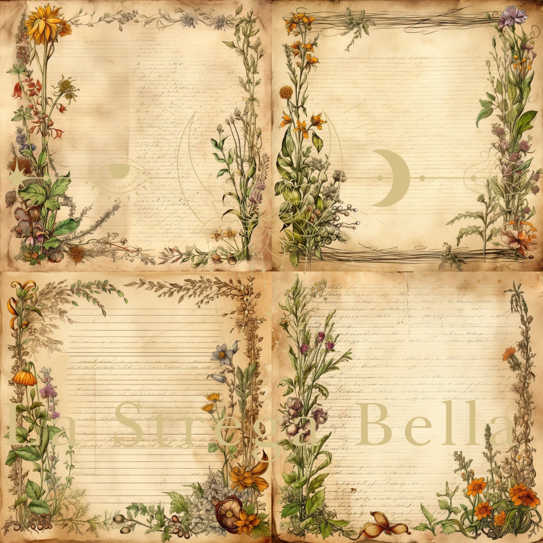 Writing Paper - Witch Journal Digital Prints - 4 Beautiful Elegant ...