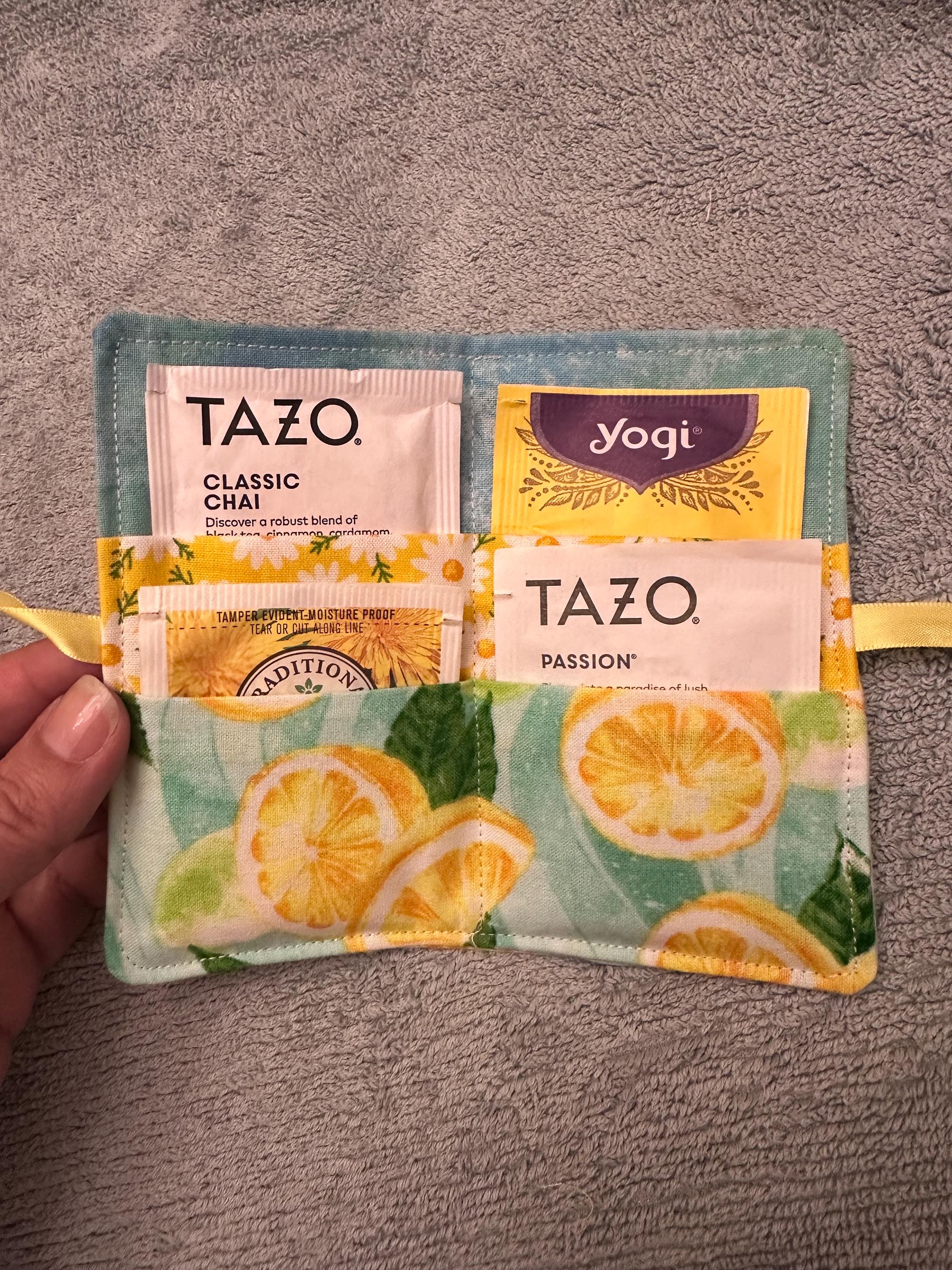 Fabric Tea Bag Wallet Holds 4 Individual Teas / Lemons Cotton Hand Sewn ...