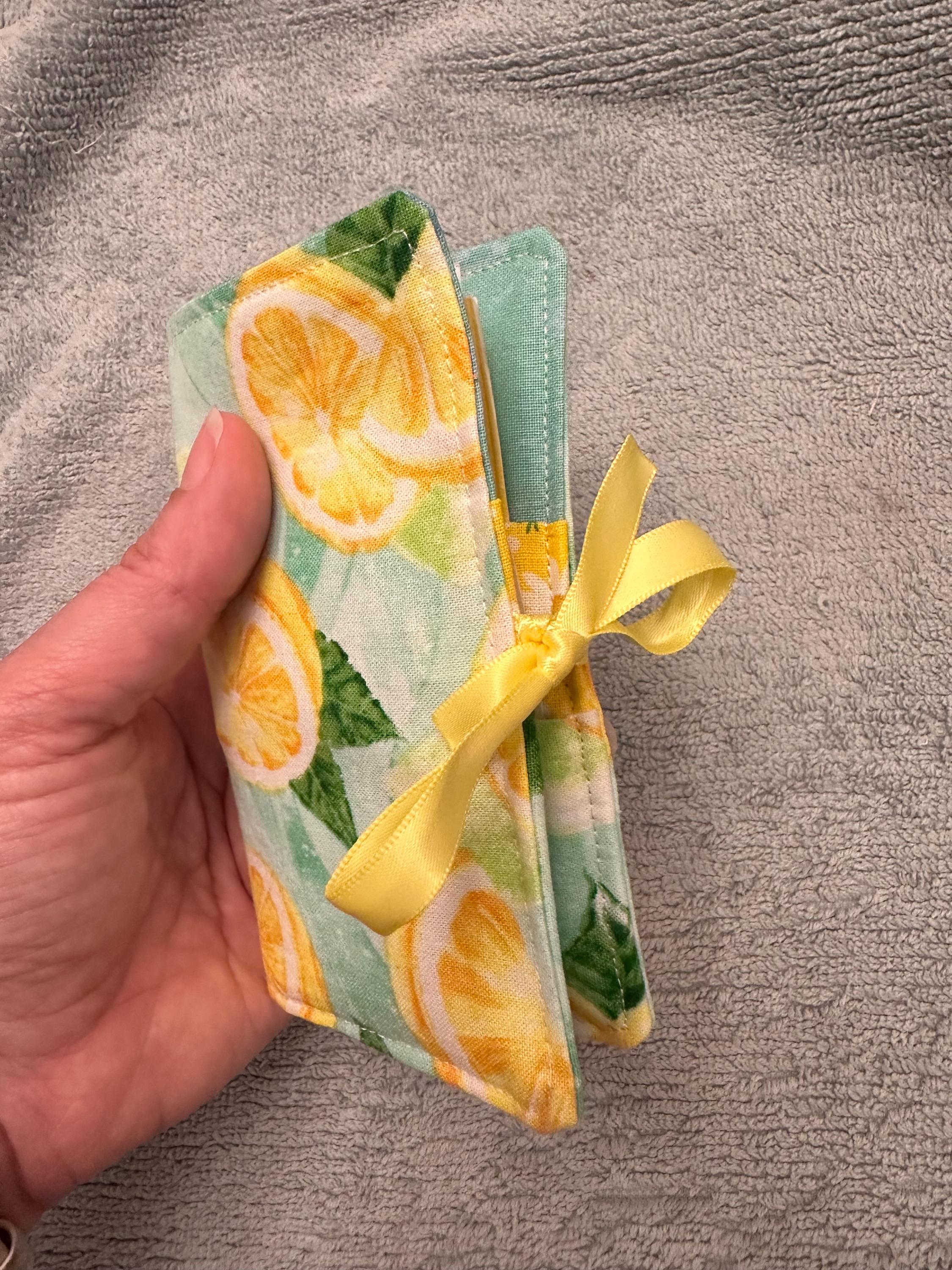 Fabric Tea Bag Wallet Holds 4 Individual Teas / Lemons Cotton Hand Sewn ...