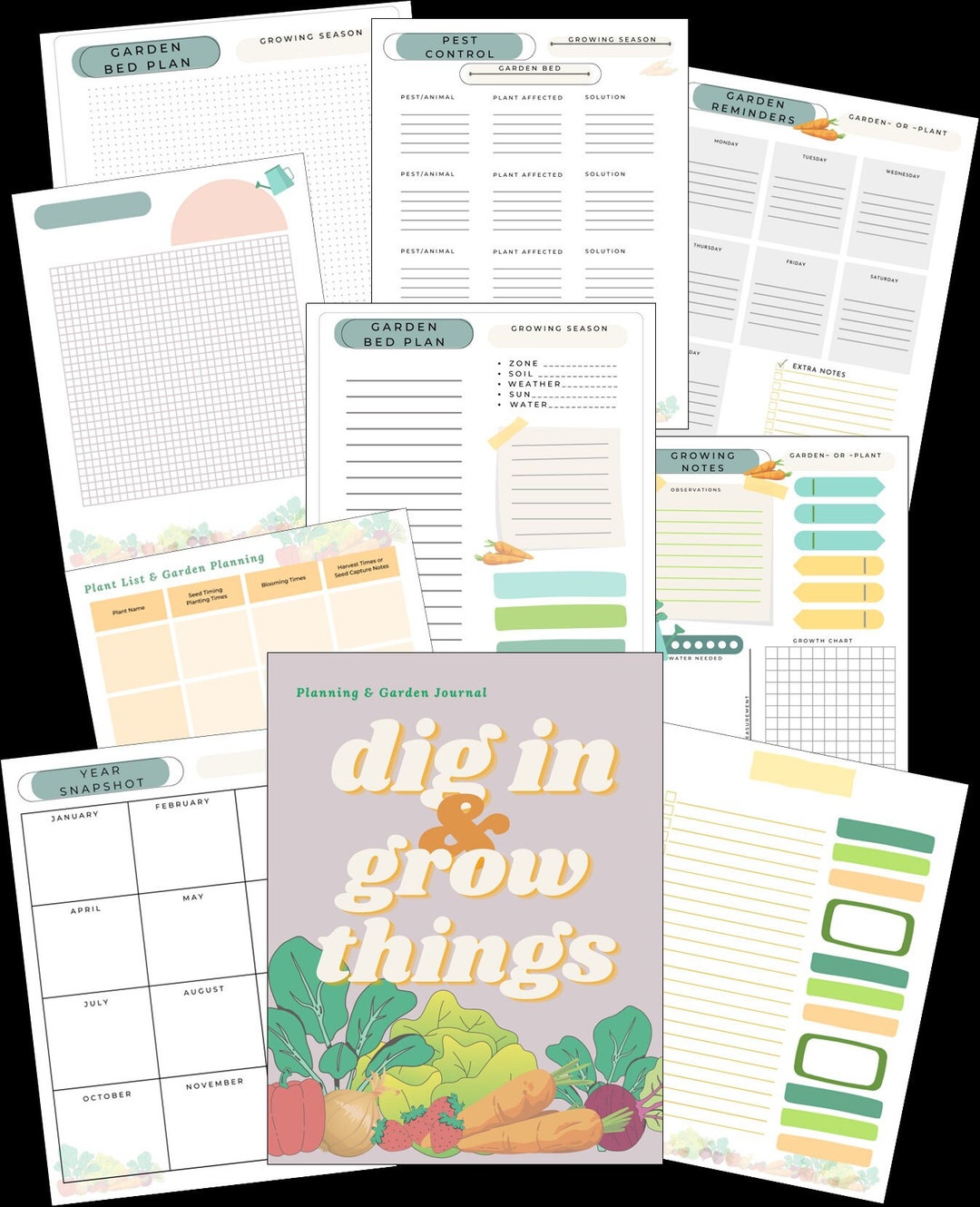 Garden Journal PRINTABLE DIGITAL Download PDF 12 Unique Pages Seed ...