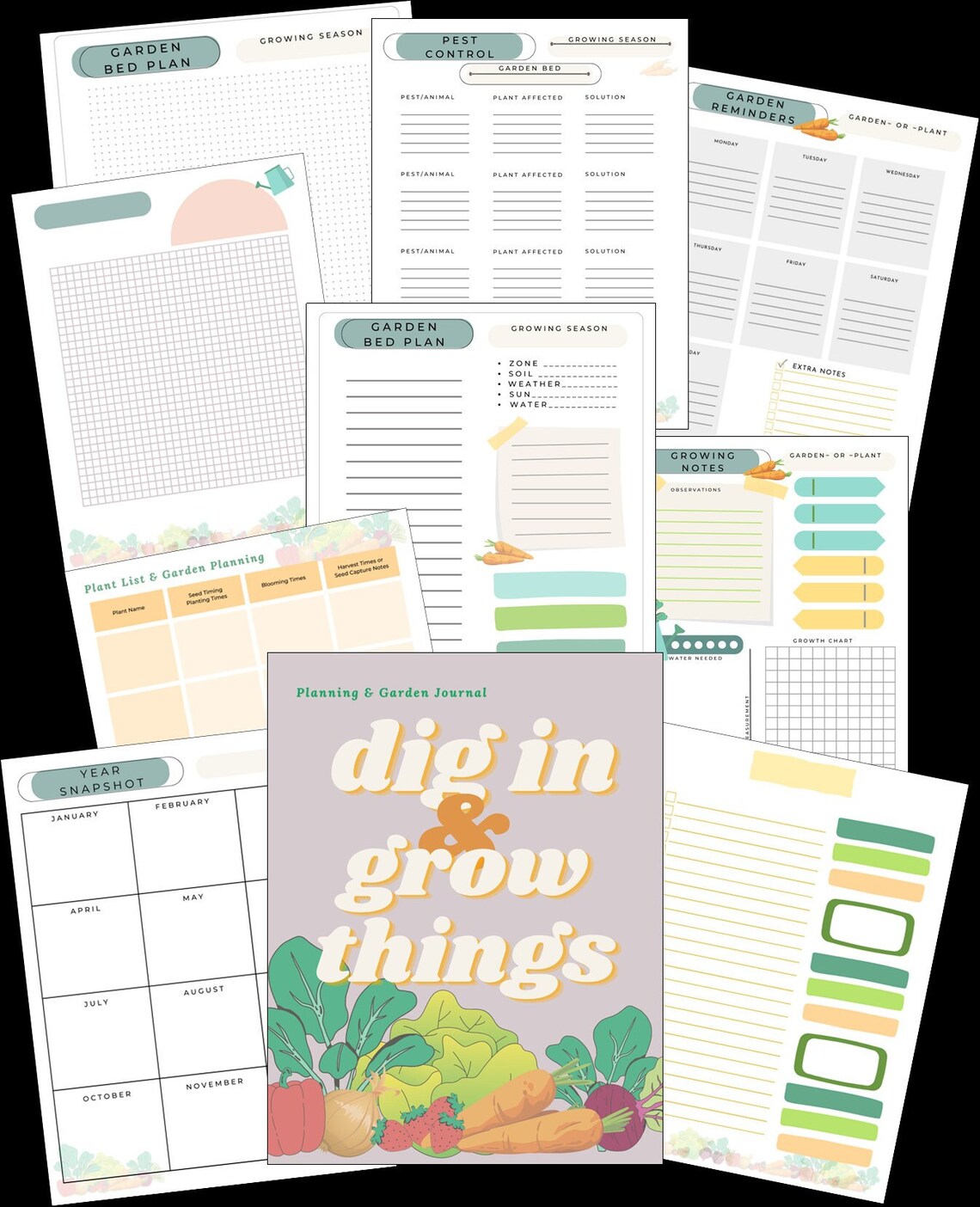 Garden Journal PRINTABLE DIGITAL Download PDF 12 Unique Pages Seed ...