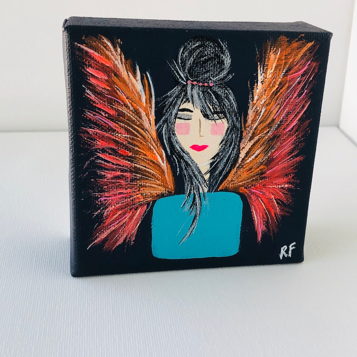 Colorful Small Angel Painting, 4x4 Canvas - Etsy