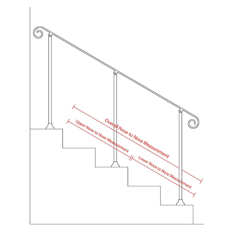 6 Foot Handrail for Stairs In-ground Posts Steel Handrail - Etsy