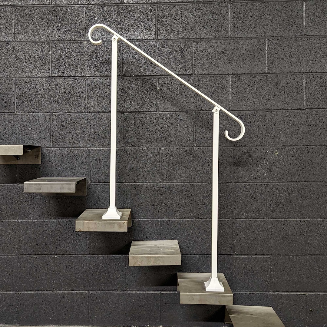 5 Foot Simple Handrail for Stairs, Base Plate Surface Mount, Metal ...
