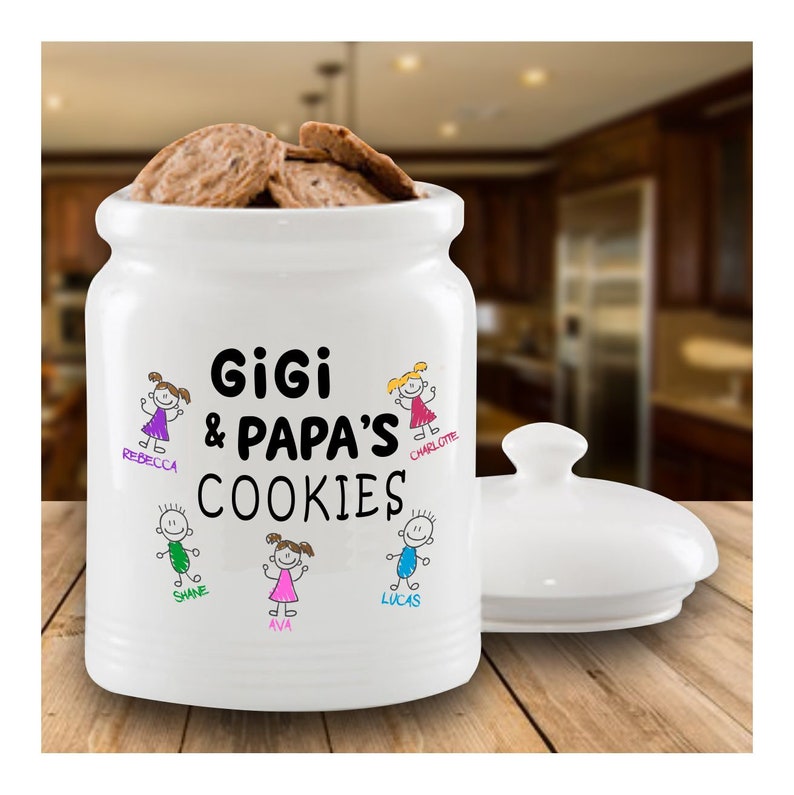 Gigi& Papa Cookie Jar, Grandma and Grandpa Cookie Jar, Personalized ...