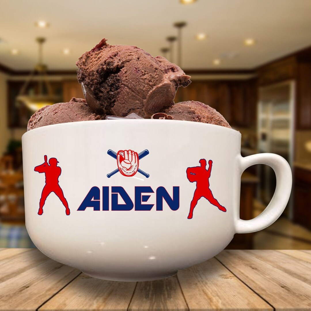 Large 32 Ounce 5.5 Inch Diameter Personalized Baseball Bowl - Etsy