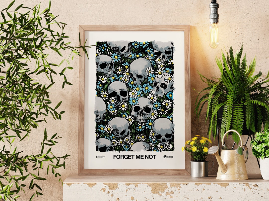 Skulls Floral Daisy Art Print - A5 / A4 / A3 - Etsy