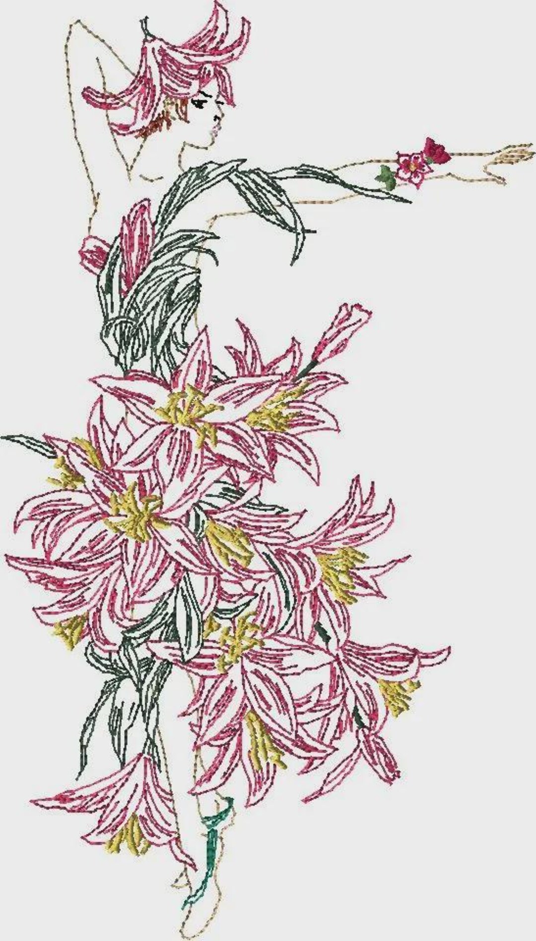 Lilies Embroidery Design, Machine Embroidery, Machine Embroidery Design ...