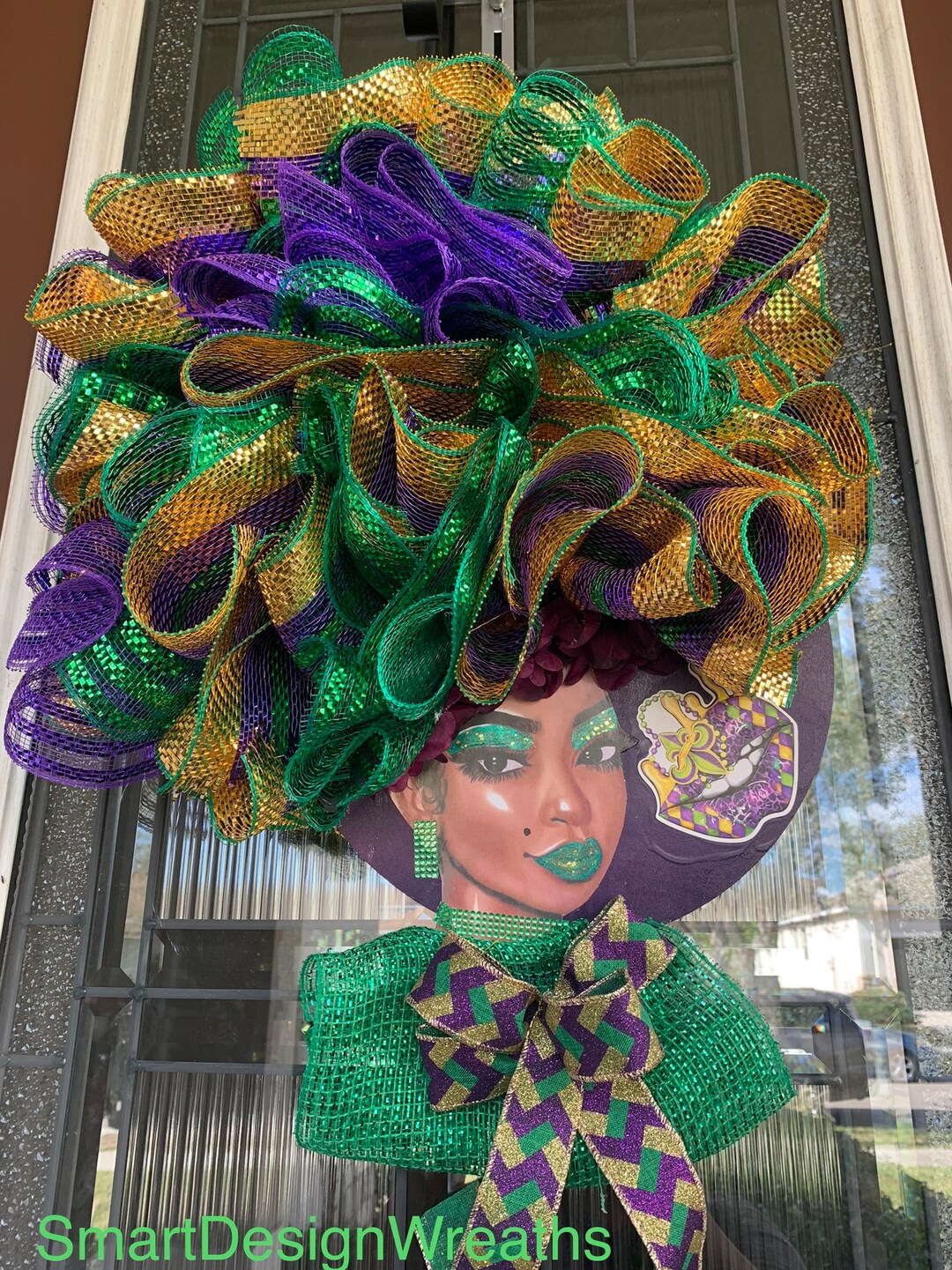 Mardi Gras Silhouette,front Door Wreath,mardi Gras Decor,beads - Etsy