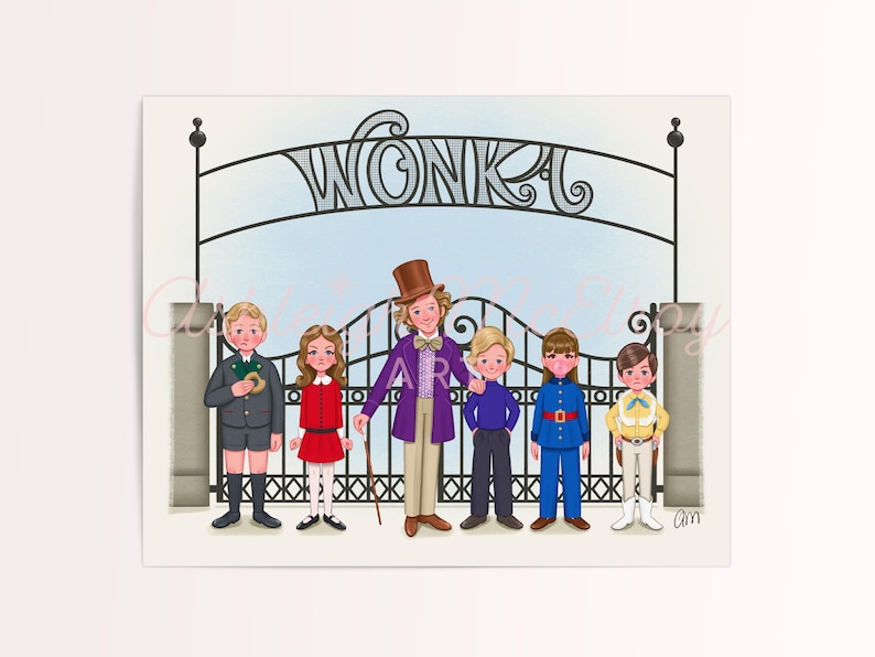 Willy Wonka Art Print: Hand-drawn Chocolate Factory Illustration - Etsy
