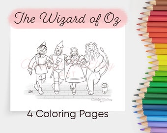 Wizard of OZ Large Adult Coloring Page, Intricate Hand Lettering ...