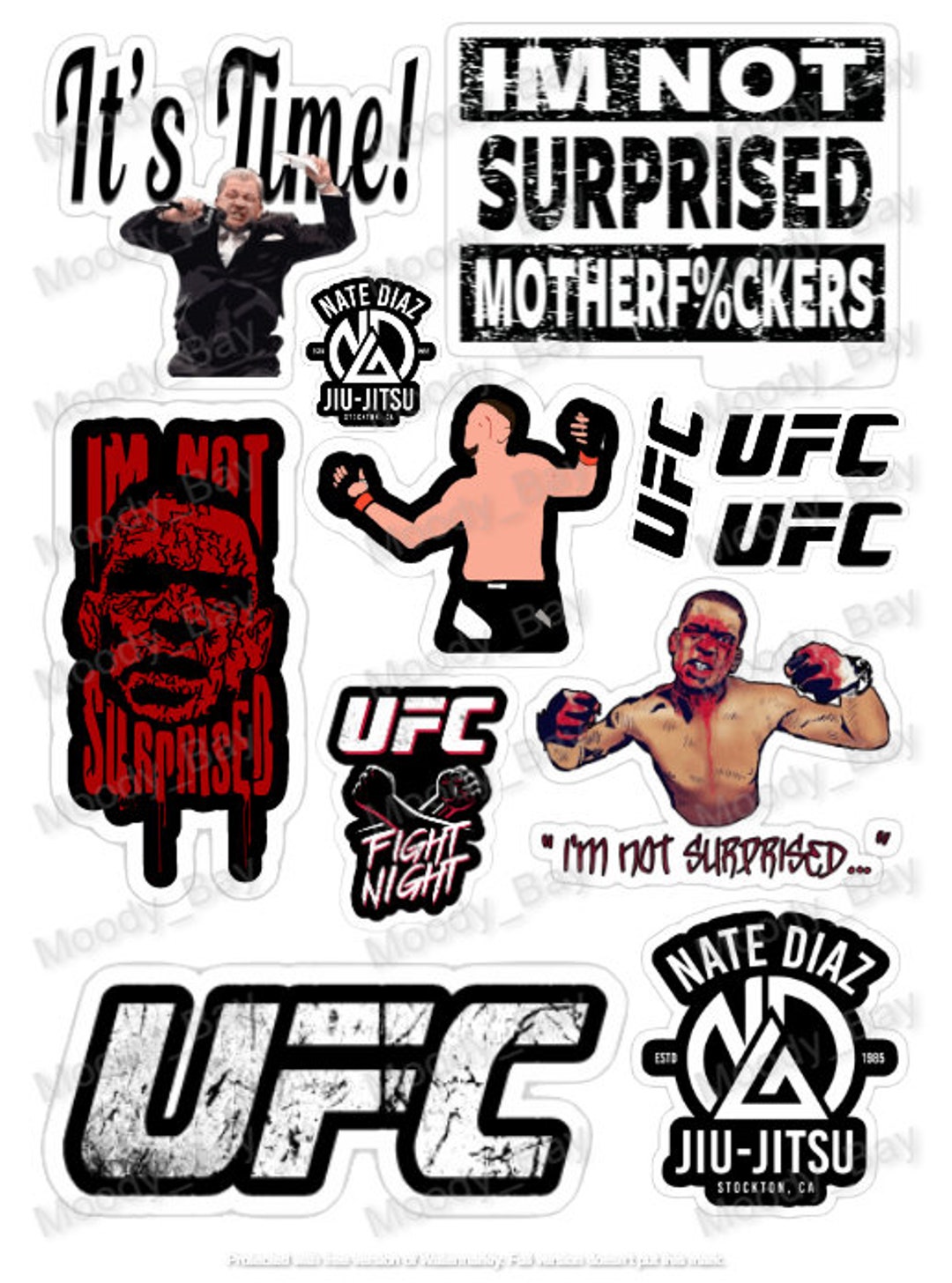 Ufc Nate Diaz Png Digital Download Sticker Sheet Layout Print to Cut - Etsy