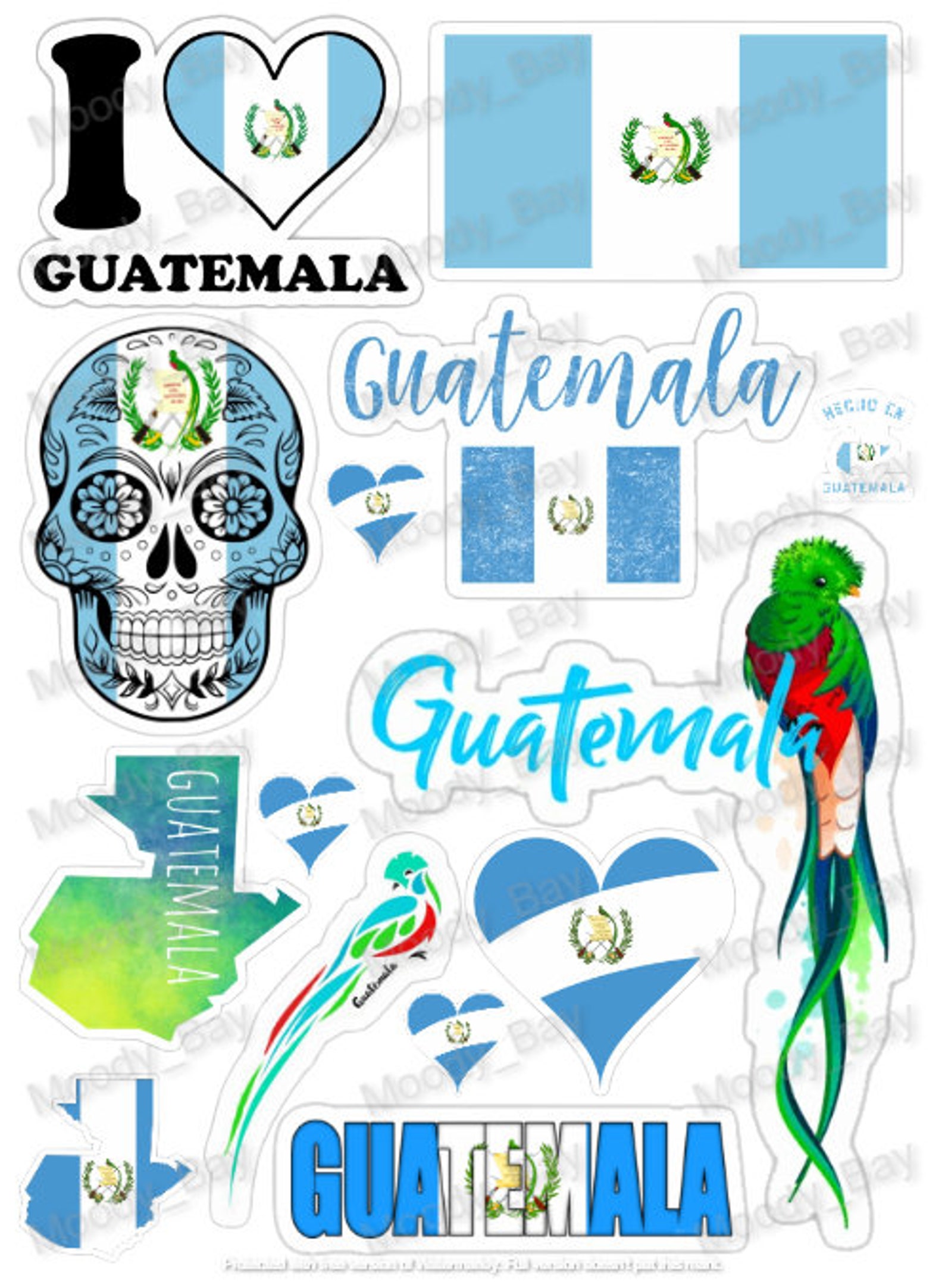 Guatemala Sticker Sheet Png Digital Download Print to Cut - Etsy