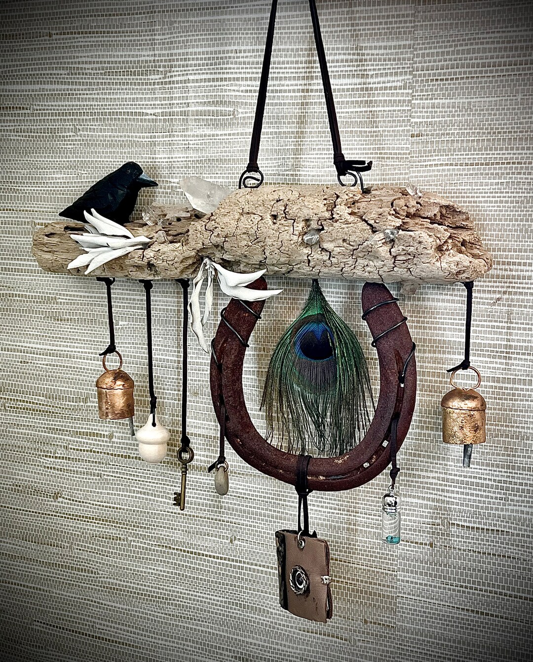 Witch Bells Mystical Home Protection Good Luck Amulets Black Raven Blue ...