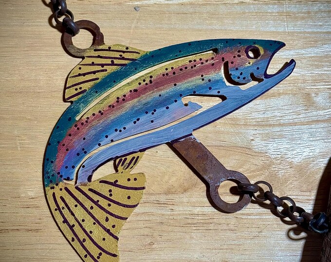 Rainbow Trout Rustic Artisan Fishing Outdoor Sports Windchime Lake ...