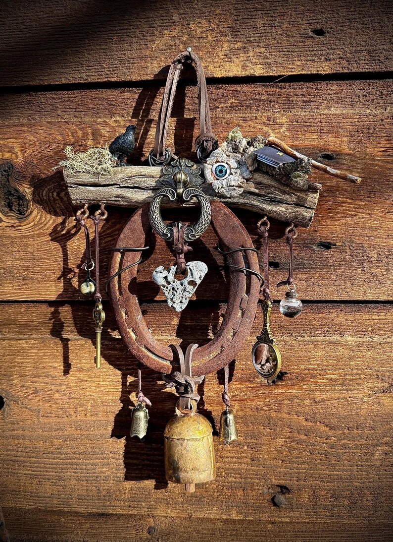 Witch Bells Good Luck Home Protection Artisan Piece With Horseshoe ...