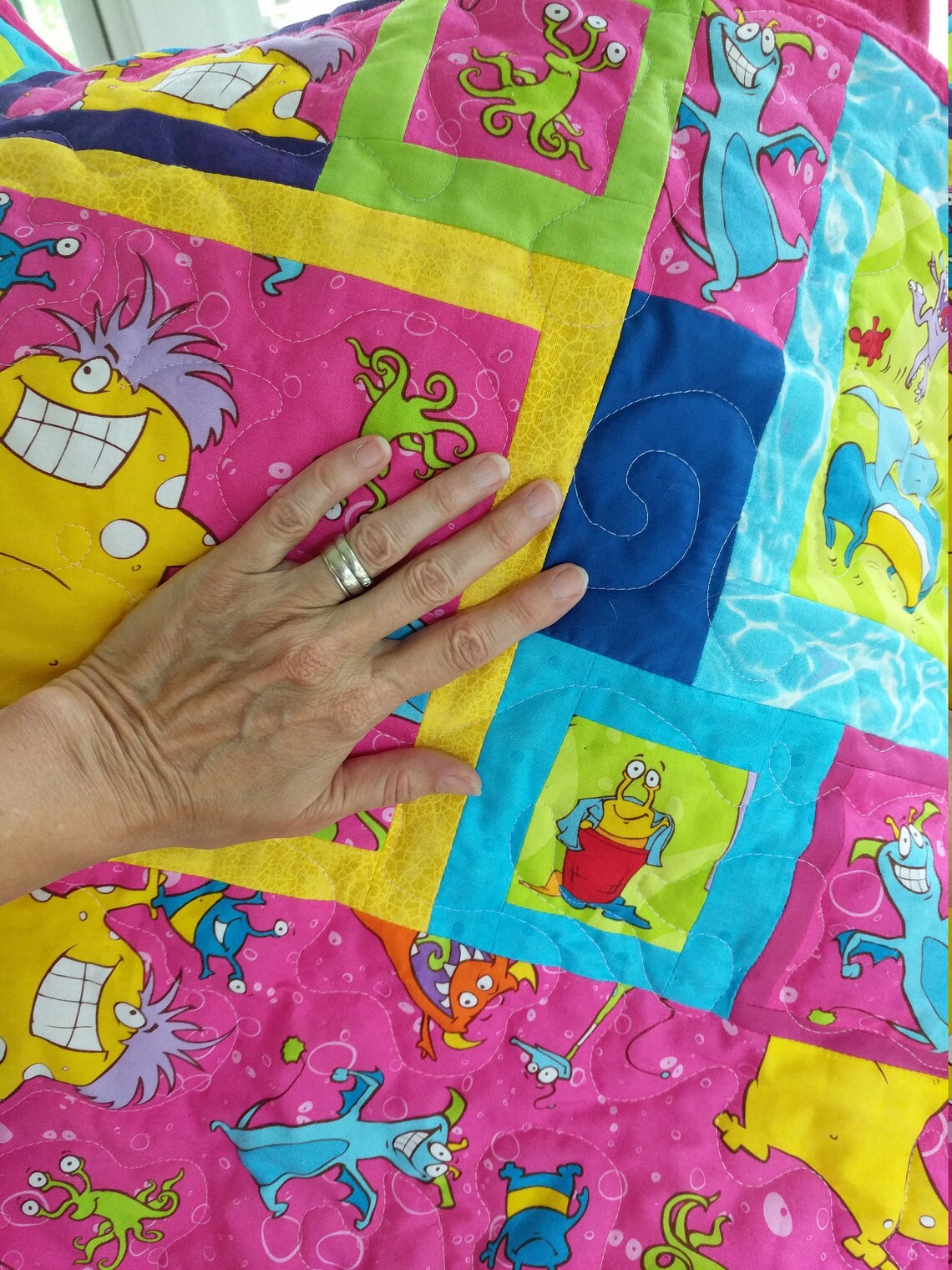 Monster Baby Quilt Handmade Monster Baby Blanket Pink - Etsy