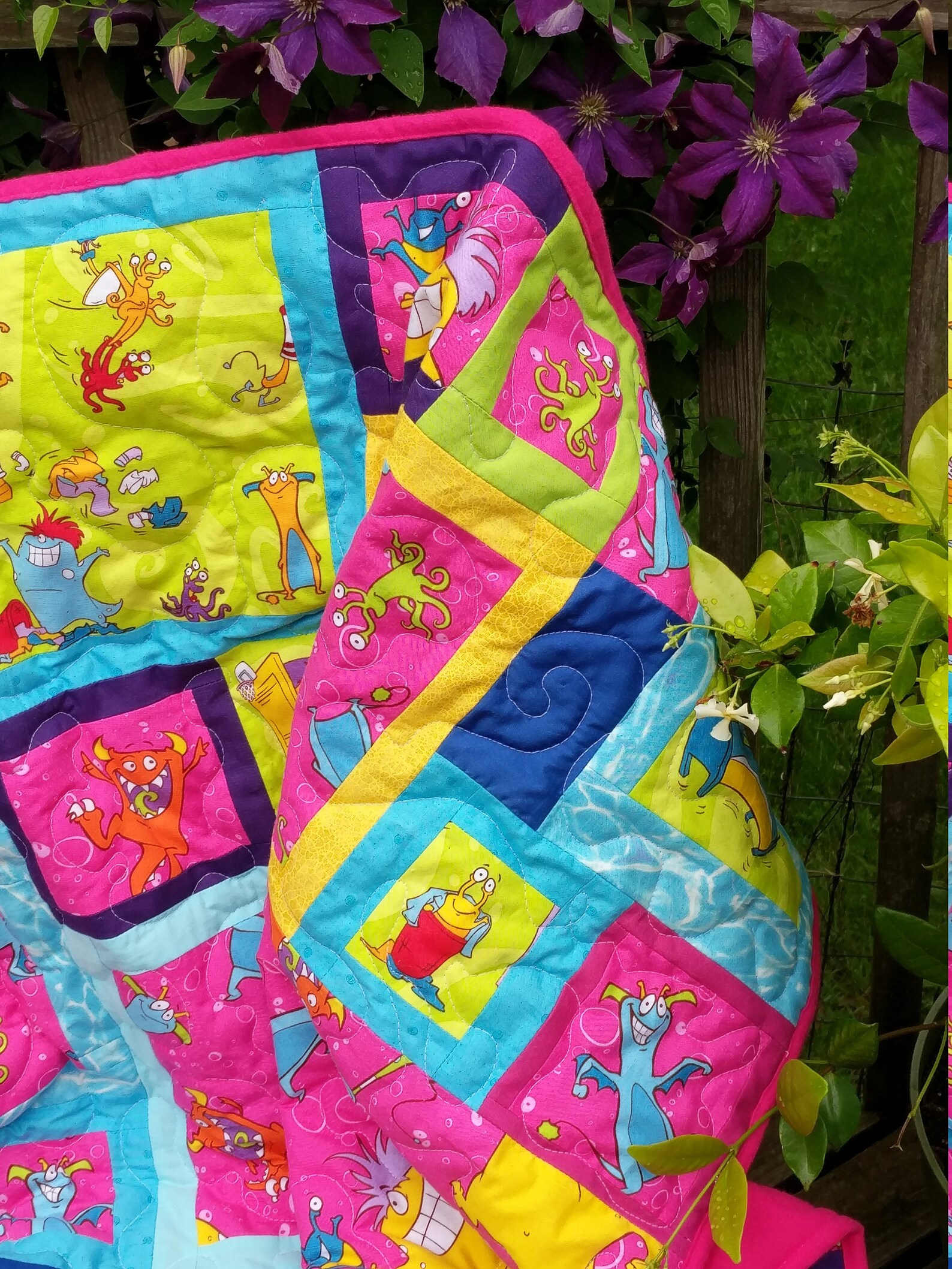 Monster Baby Quilt Handmade Monster Baby Blanket Pink - Etsy