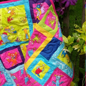 Monster Baby Quilt, Handmade Monster Baby Blanket, Pink Monsters - Etsy