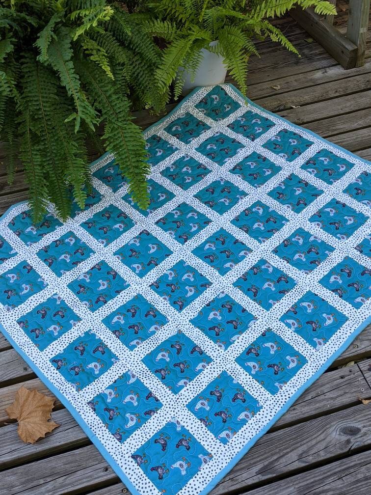 Barnyard Baby Quilt Chicken Baby Quilt Handmade Teal and - Etsy