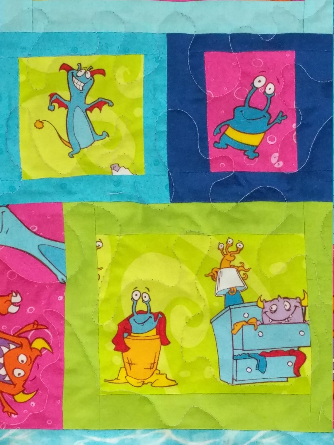 Monster Baby Quilt Handmade Monster Baby Blanket Pink - Etsy