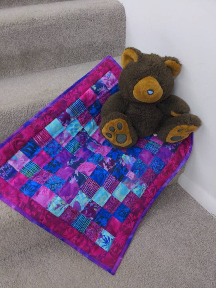 Purple and Pink Doll Quilt Purple and Blue Doll Quilt Modern - Etsy