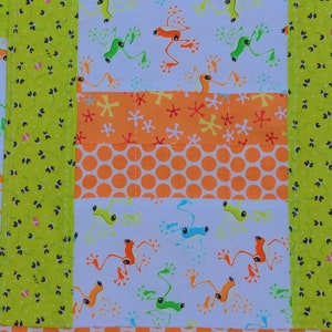 Handmade Frog Baby Quilt, Lime Green and Orange Baby Quilt - Etsy