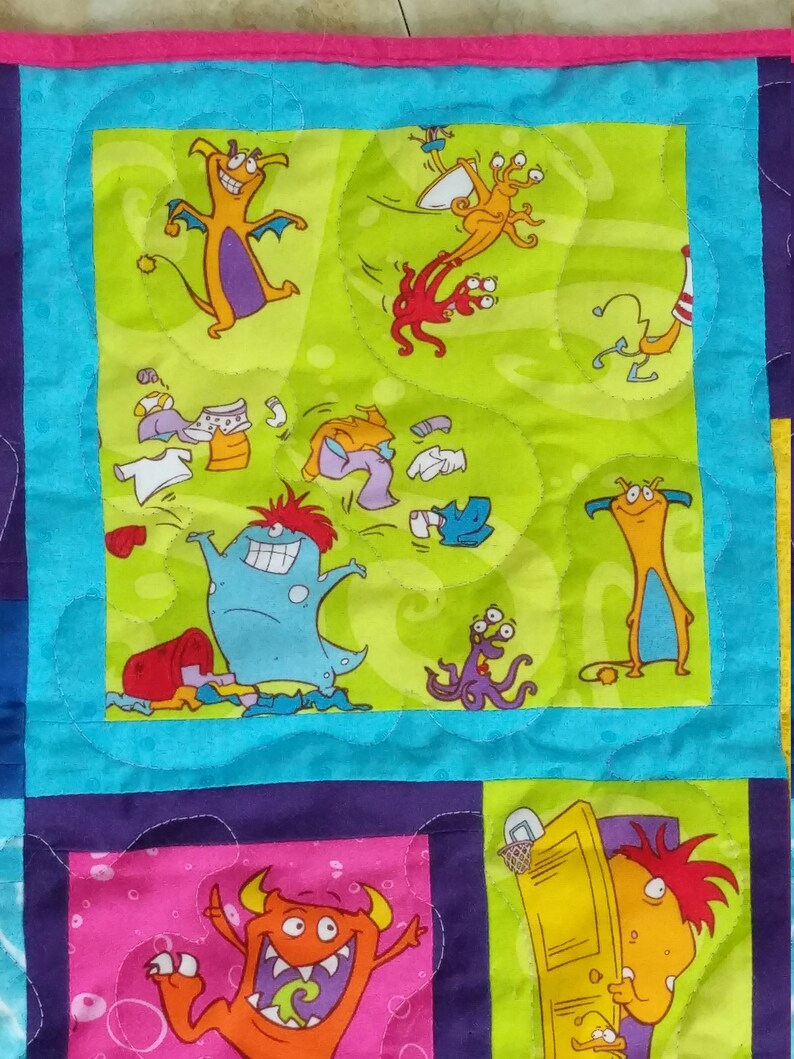 Monster Baby Quilt, Handmade Monster Baby Blanket, Pink Monsters - Etsy