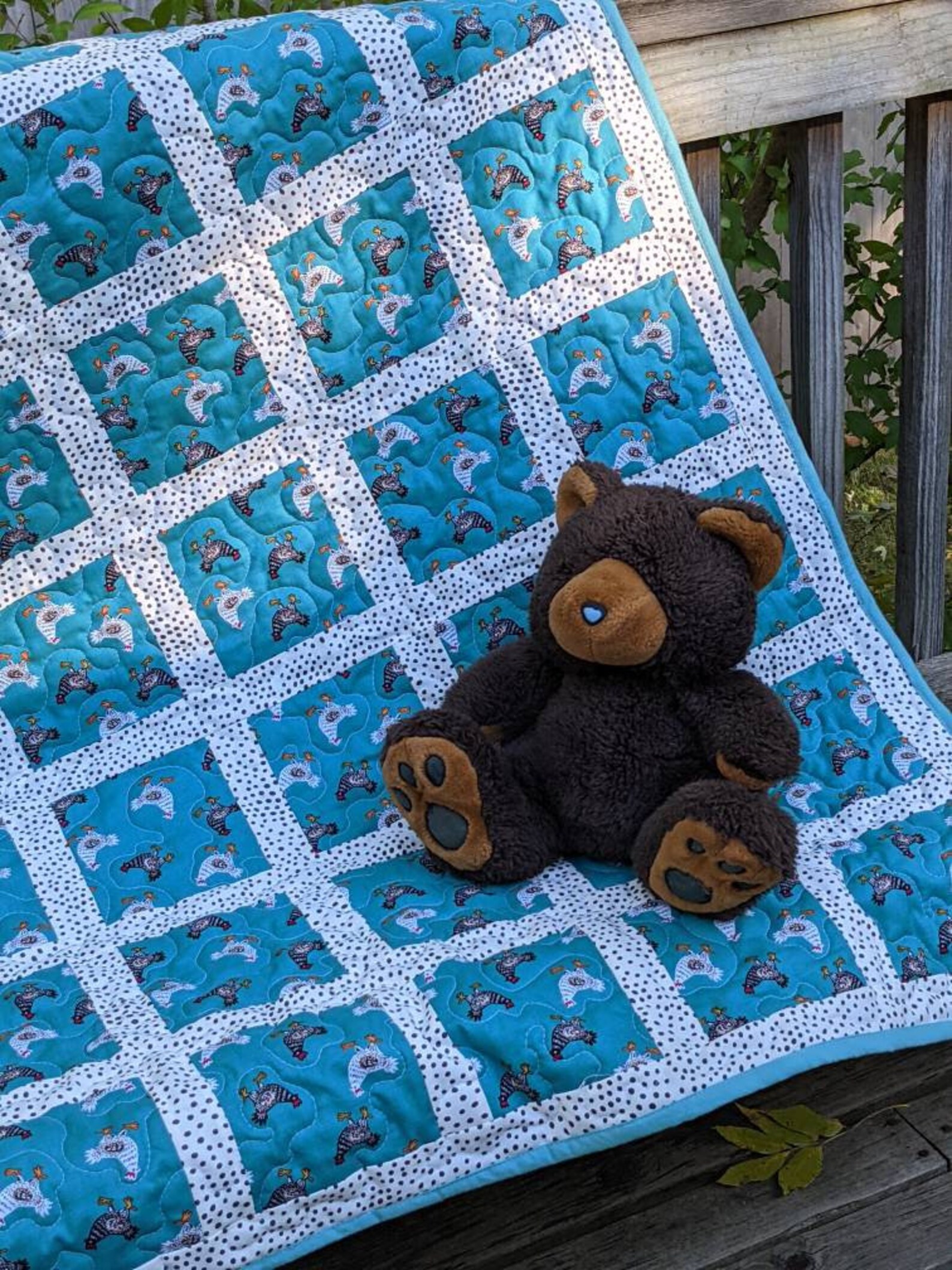 Barnyard Baby Quilt Chicken Baby Quilt Handmade Teal and - Etsy