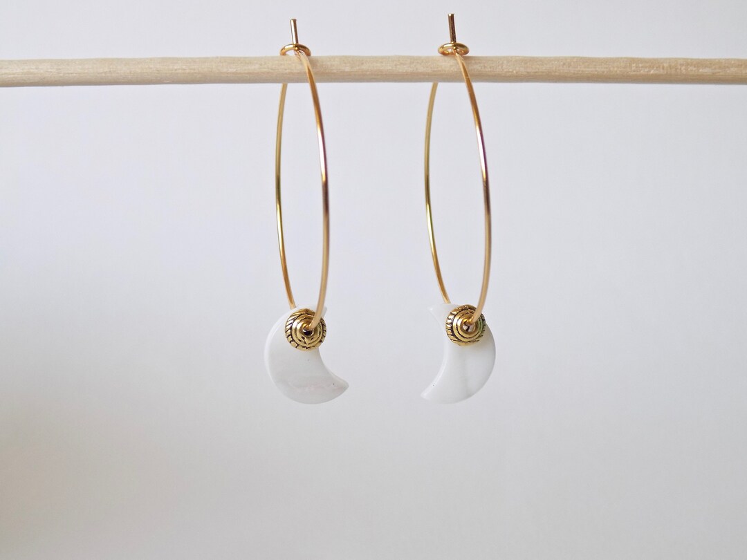 Golden Creoles and Pearly Moons - Etsy
