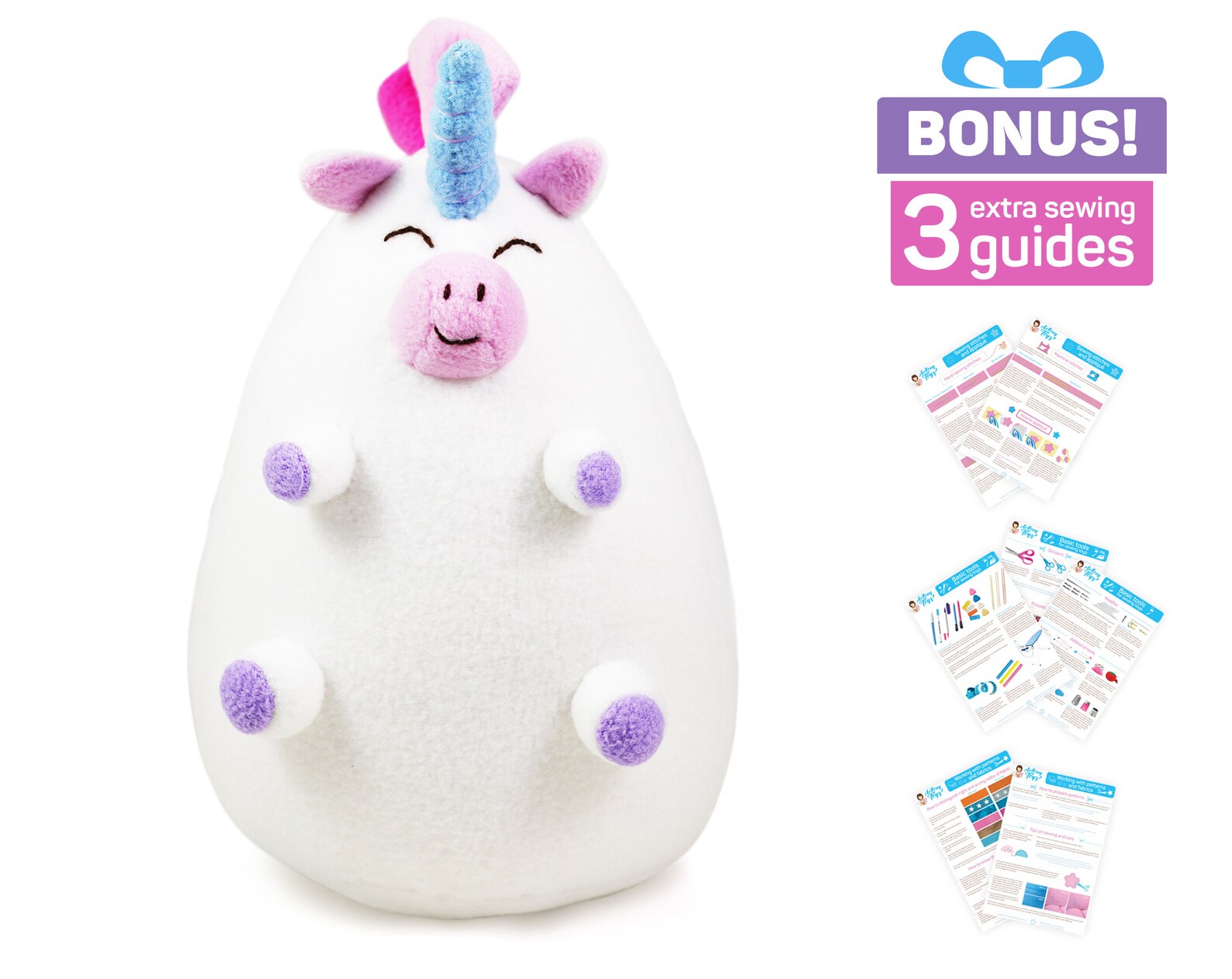 Unicorn Sewing Pattern PDF: Fat Cute Unicorn Plush Toy Pattern - Etsy ...