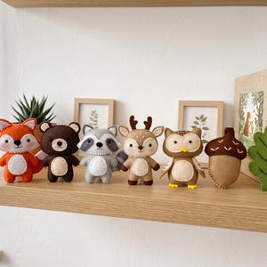 Woodland Felt Animals Sewing Pattern Bundle, Kawaii Plush Baby Mobile ...