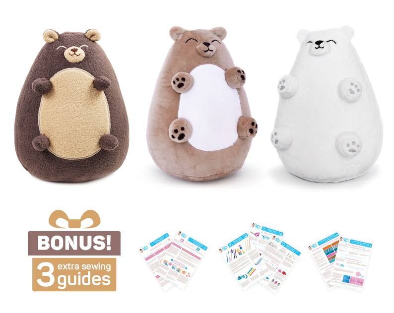 Plush Toy Sewing Patterns: Fat Cat, Teddy & Polar Bear (PDF Bundle) - Etsy