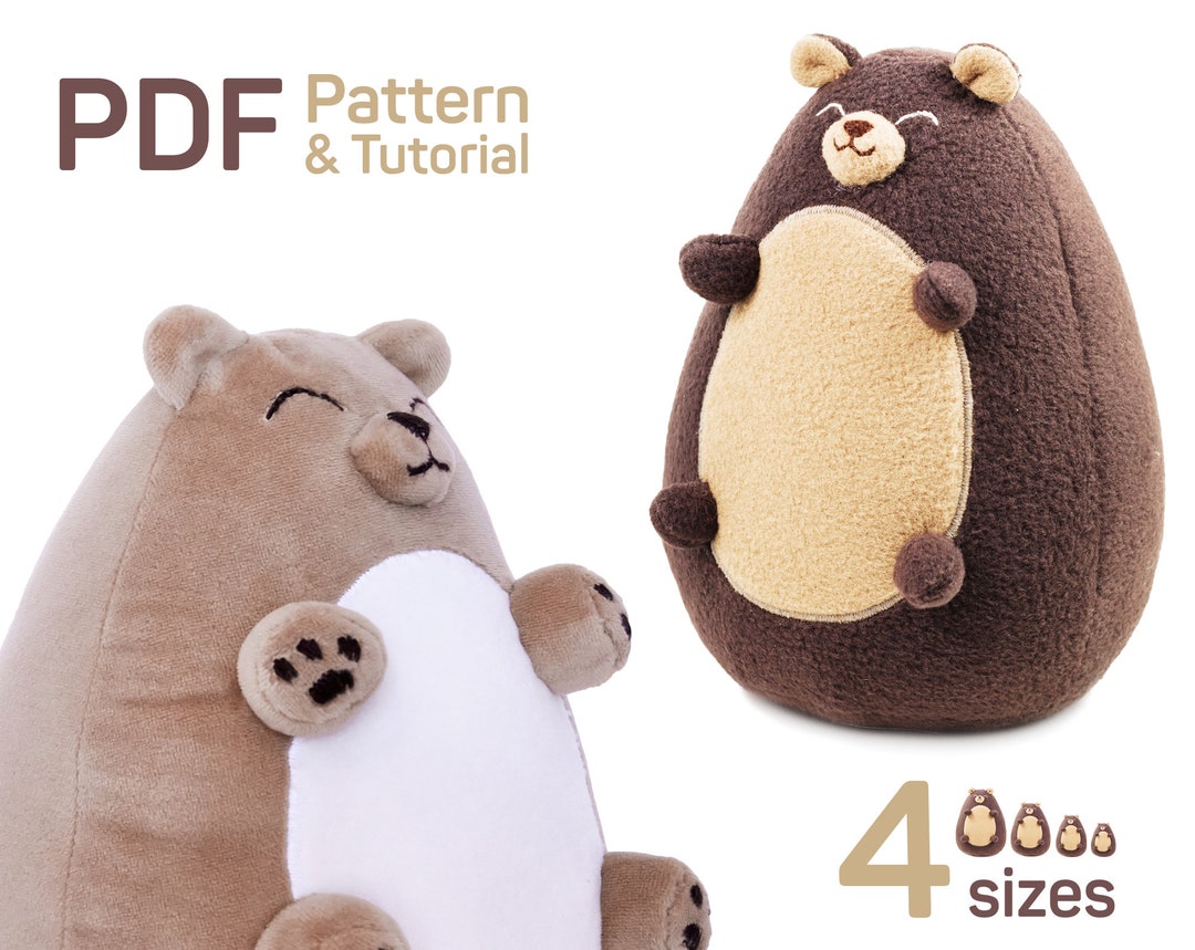 Teddy Bear Sewing Pattern PDF: Plush Stuffed Animal Tutorial (2 Sizes ...