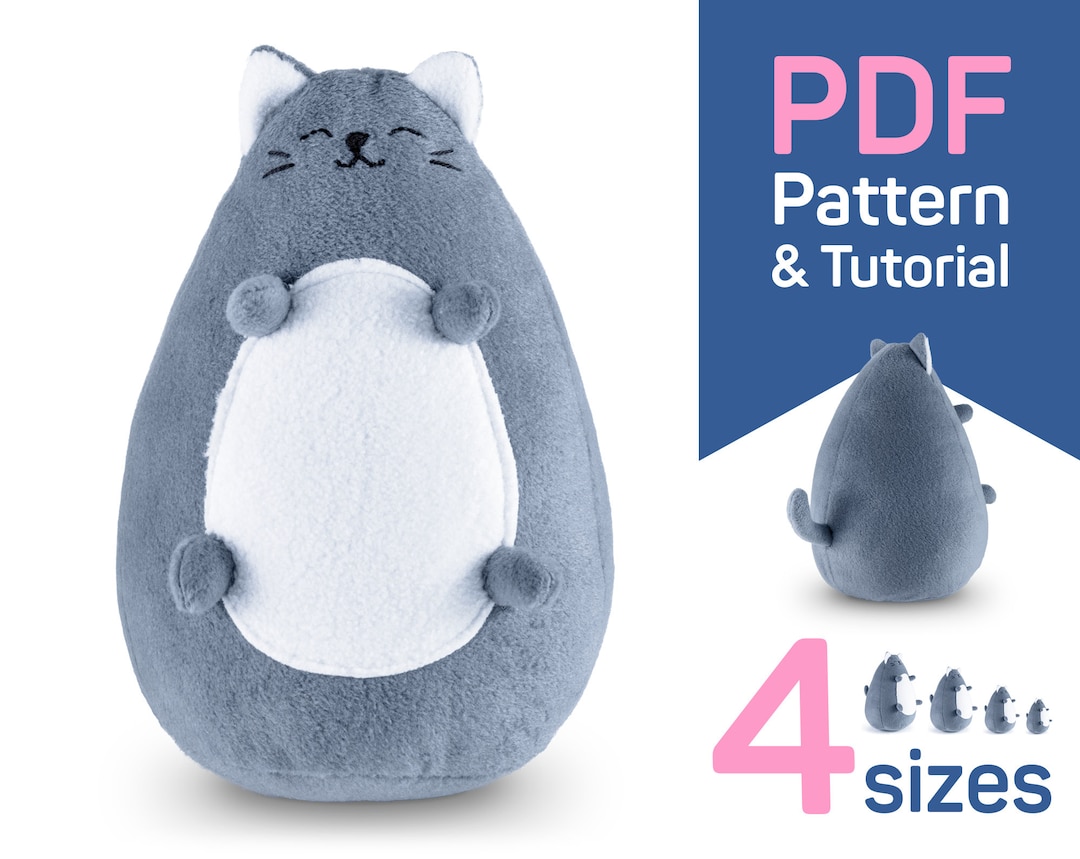 Cat Sewing Pattern PDF, Stuffed Plushie Cat - Etsy