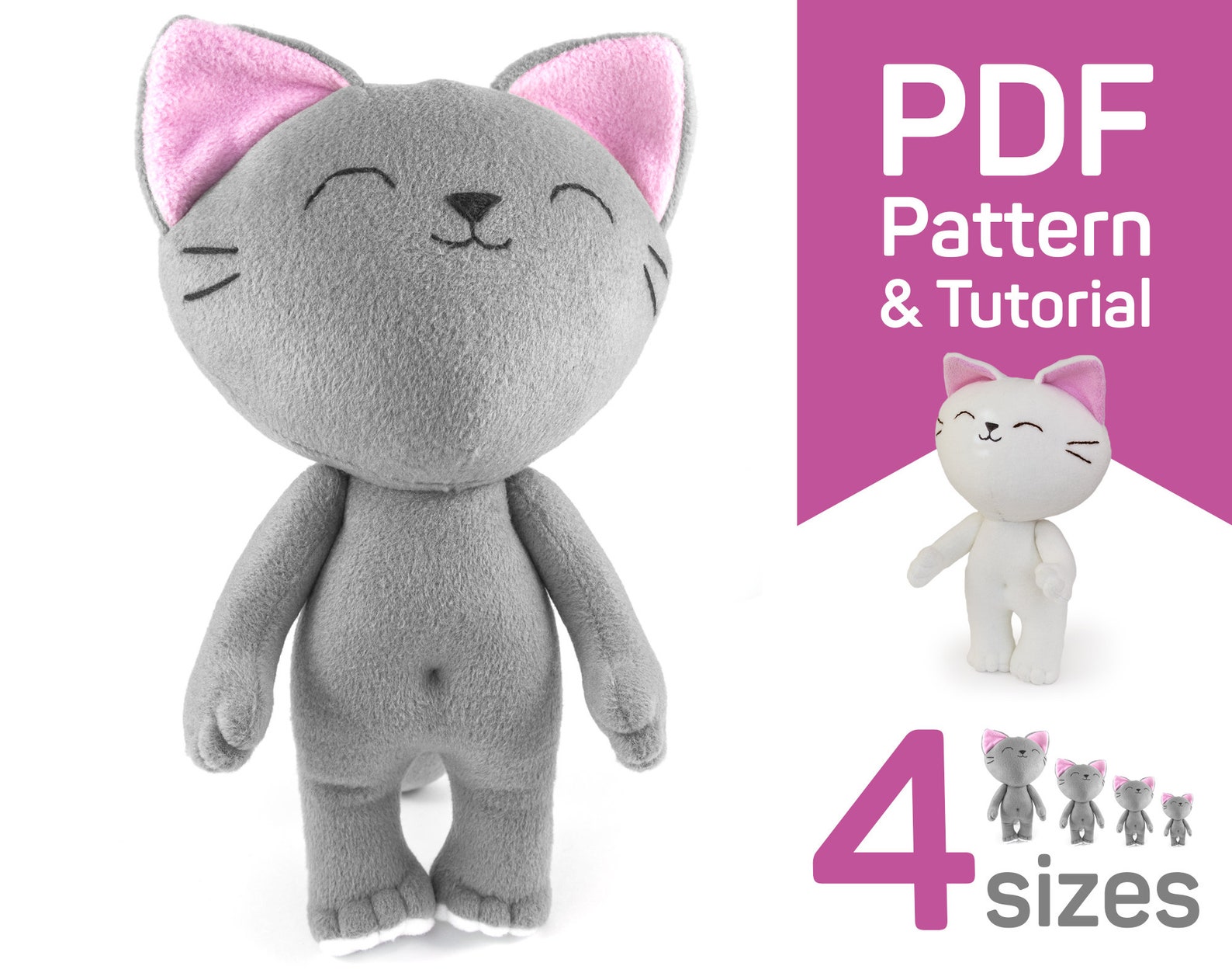 Cat Doll Pattern: Plush Kitty Sewing Pattern PDF & Tutorial - Etsy