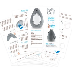 Fat Cat Plush Sewing Pattern: Kawaii Kitten Stuffed Animal (PDF Pattern ...