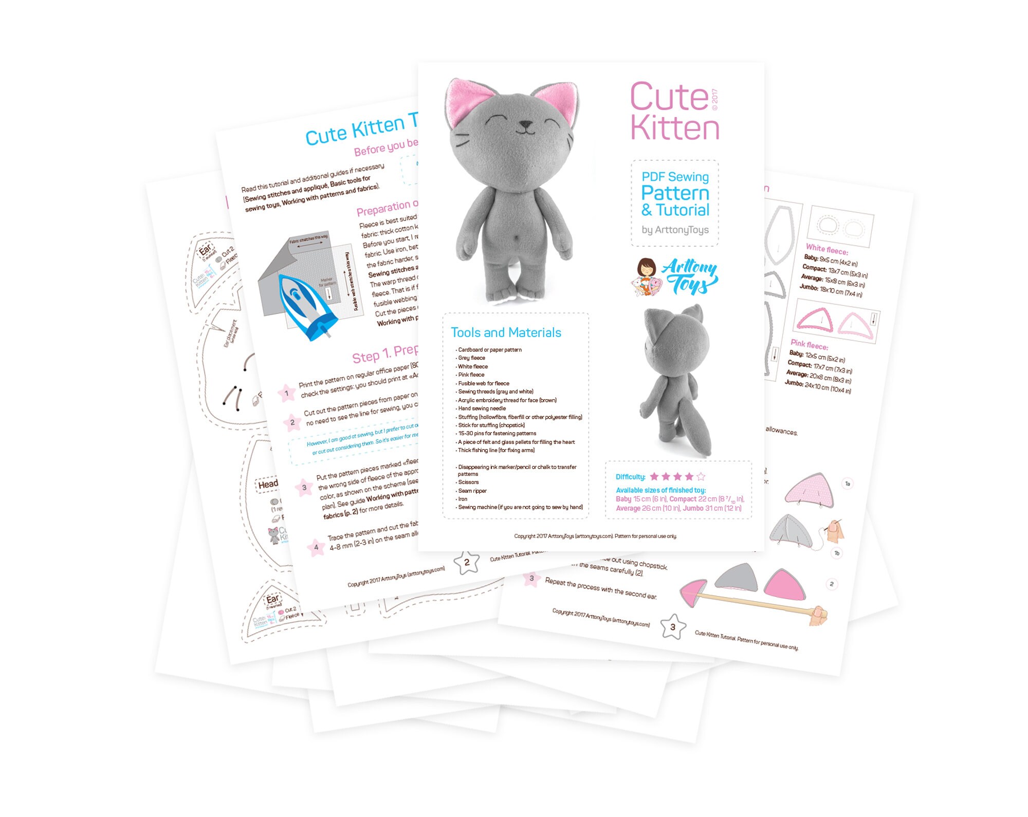 Animal Doll Sewing Pattern PDF: 3 Cute Plush Stuffed Animal | Etsy